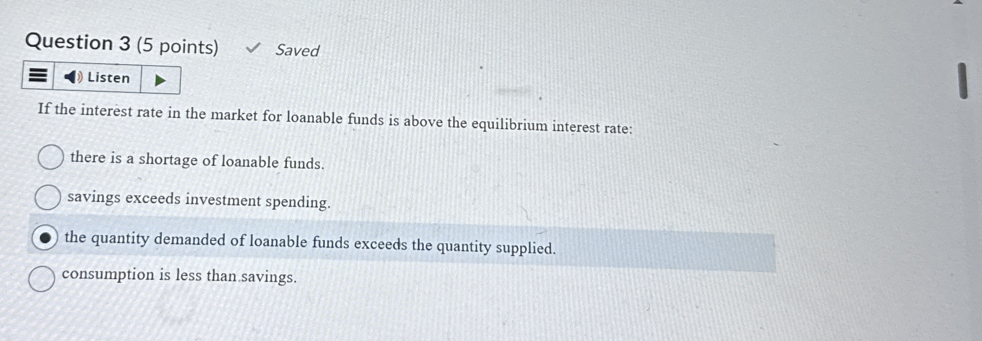 Solved Question 3 (5 ﻿points) ﻿SavedListenIf the interest | Chegg.com