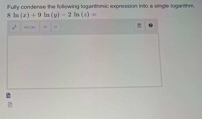 Solved Fully expand the following logarithmic expression | Chegg.com