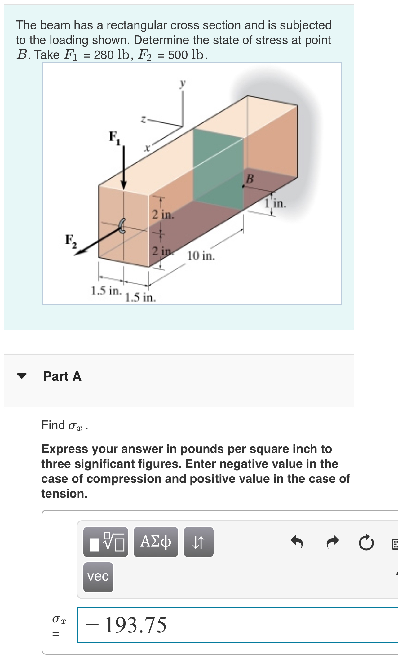 Solved The beam has a rectangular cross section and is | Chegg.com