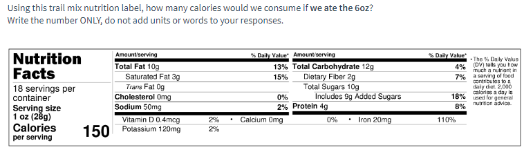Solved Using this trail mix nutrition label, how many | Chegg.com