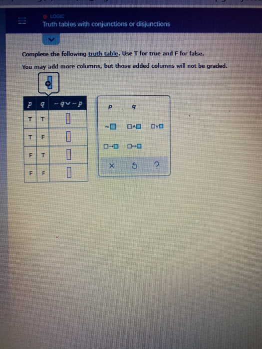 Solved G LOGIC Truth tables with conjunctions or | Chegg.com