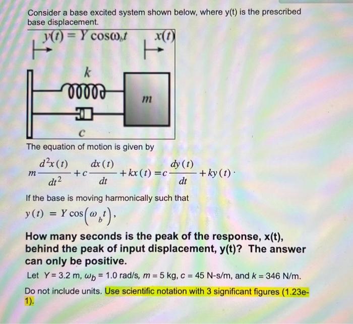 Solved Consider a base excited system shown below, where | Chegg.com