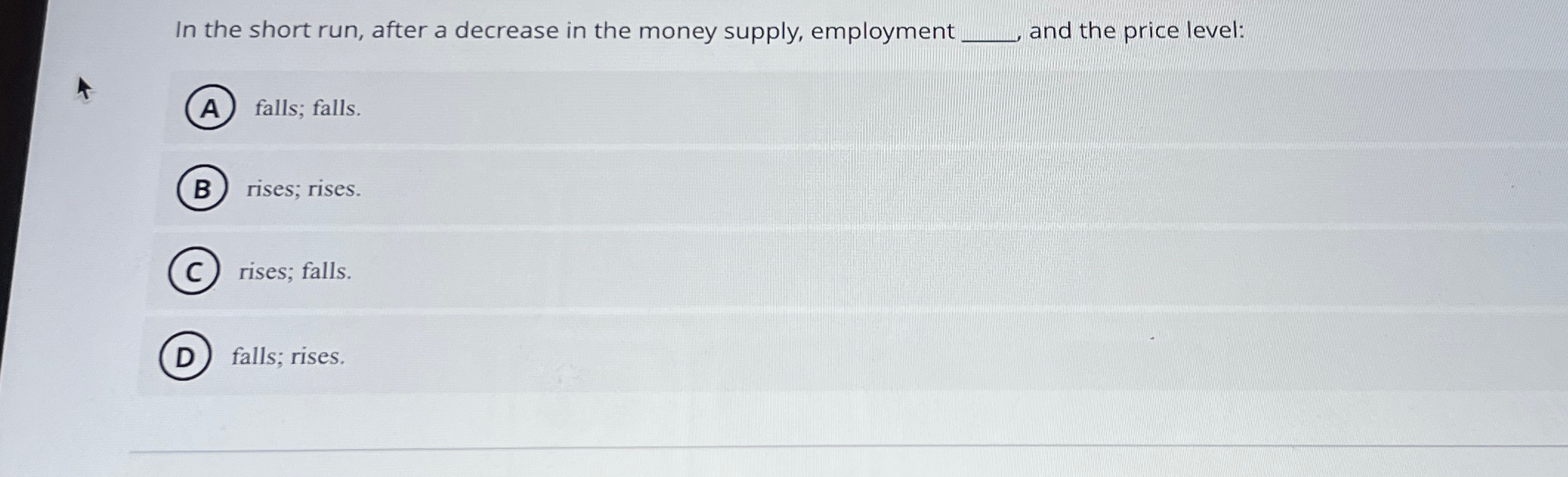 Solved In the short run, after a decrease in the money | Chegg.com
