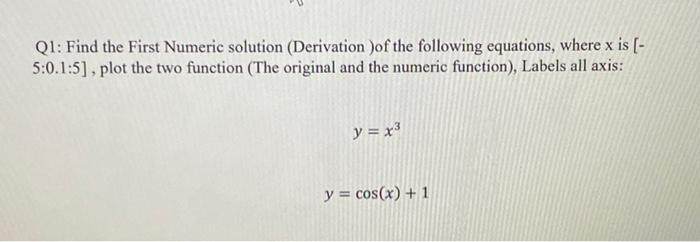 Solved Q1: Find the First Numeric solution (Derivation )of | Chegg.com