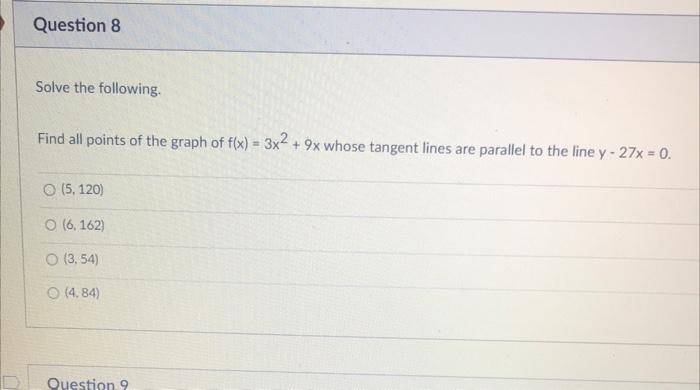 Solved Find all points of the graph of f(x)=3x2+9x whose | Chegg.com