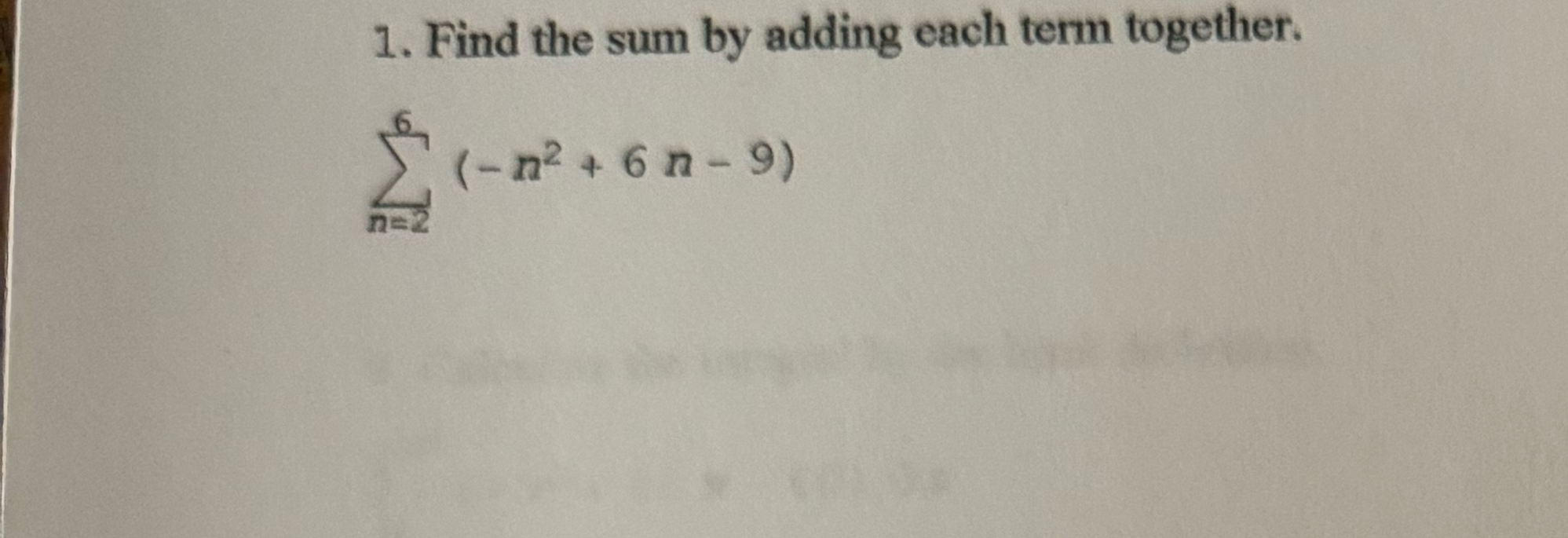 Solved Find the sum by adding each term | Chegg.com