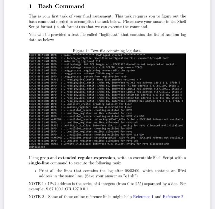 Solved 1 Bash Command This is your first task of your final | Chegg.com