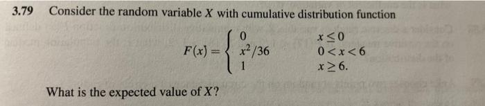 Solved 3.79 Consider the random variable X with cumulative | Chegg.com
