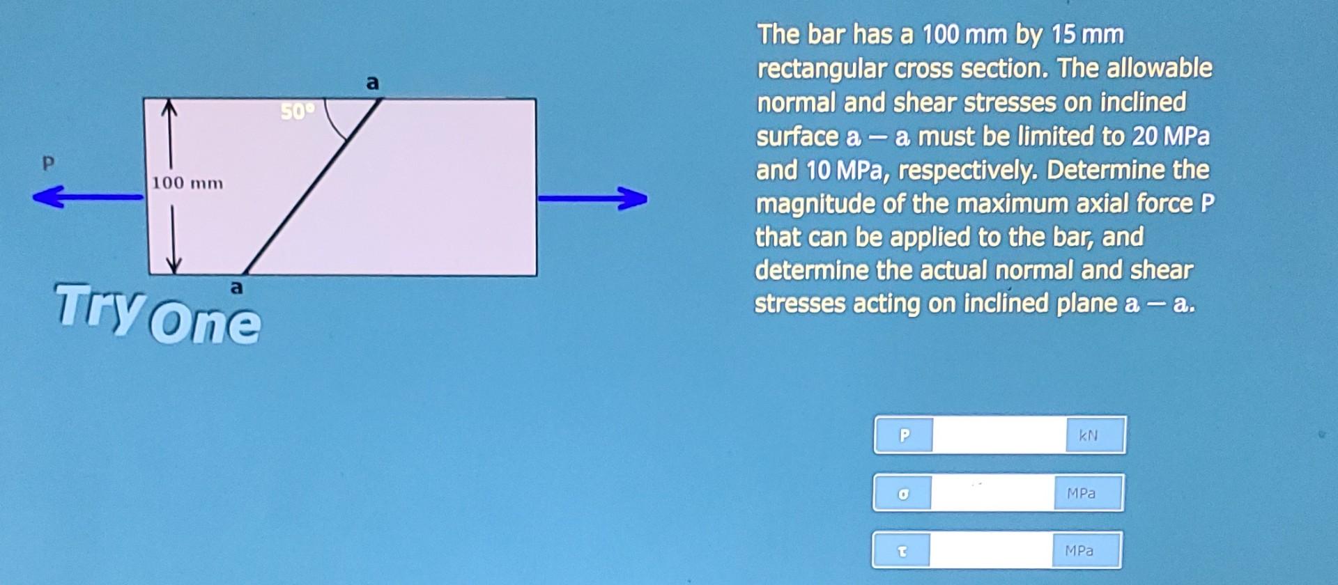 Solved The bar has a 100 mm by 15 mm rectangular cross | Chegg.com