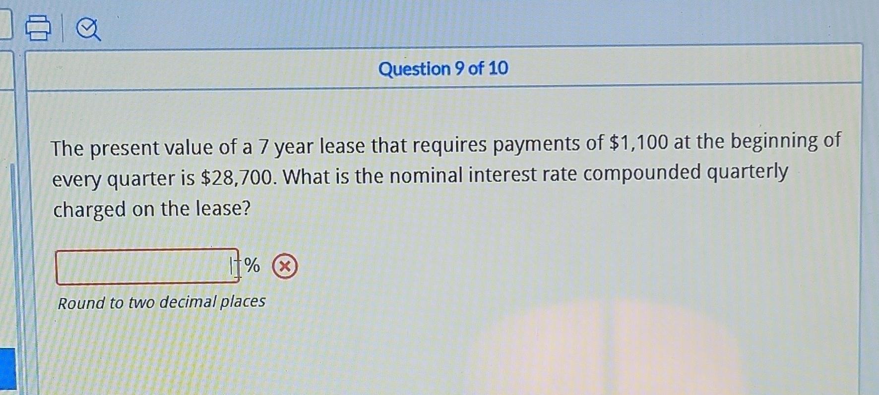 Solved The present value of a 7 year lease that requires | Chegg.com