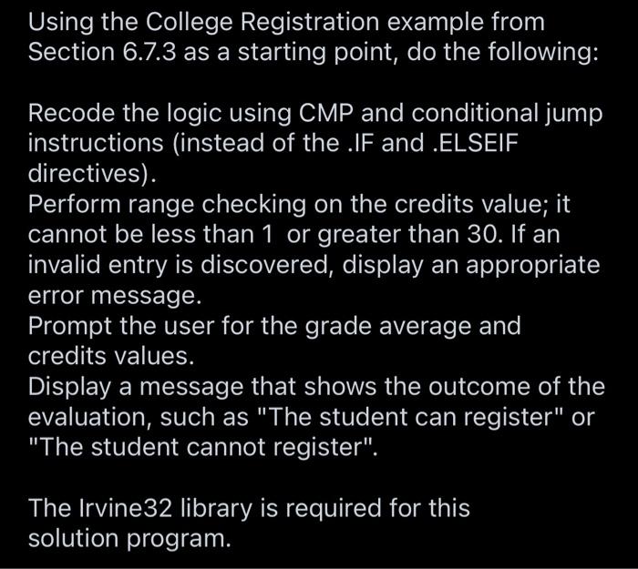 Solved Using the College Registration example from Section | Chegg.com