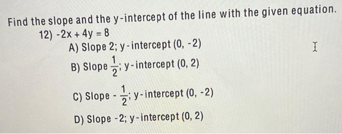 Solved Find the slope and the y-intercept of the line with | Chegg.com