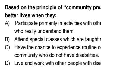 Solved Based on the principle of "community pre better lives | Chegg.com