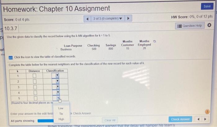 use the given data to classify the record below using | Chegg.com