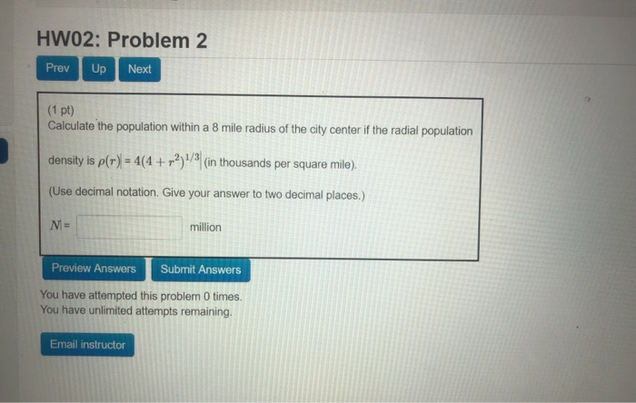 Solved HW02: Problem 2 Prev Up Next (1 pt) Calculate the | Chegg.com