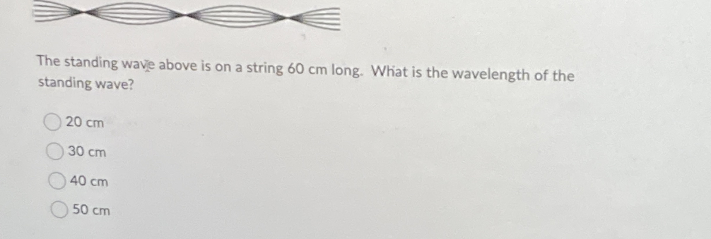 Solved The standing wave above is on a string 60 ﻿cm long. | Chegg.com