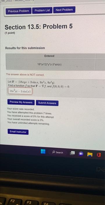 Solved Section 13.5: Problem 5 (1 point) Results for this | Chegg.com