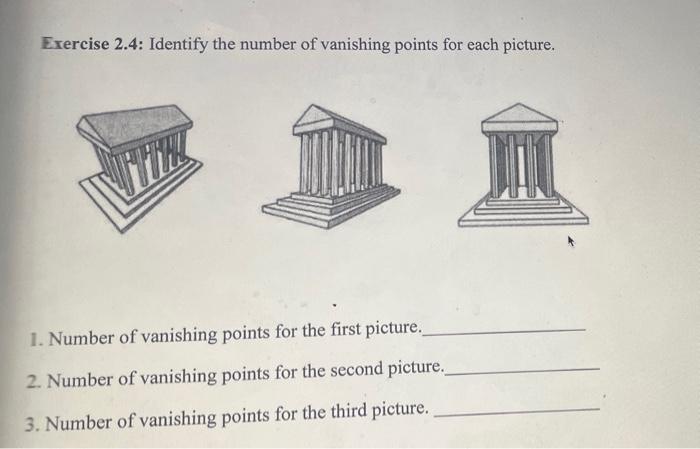 Solved Exercise 2.4: Identify the number of vanishing points | Chegg.com