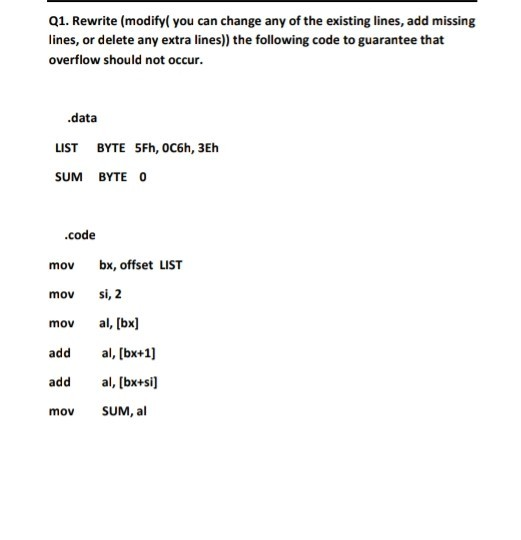 Solved Q1. Rewrite (modify you can change any of the | Chegg.com