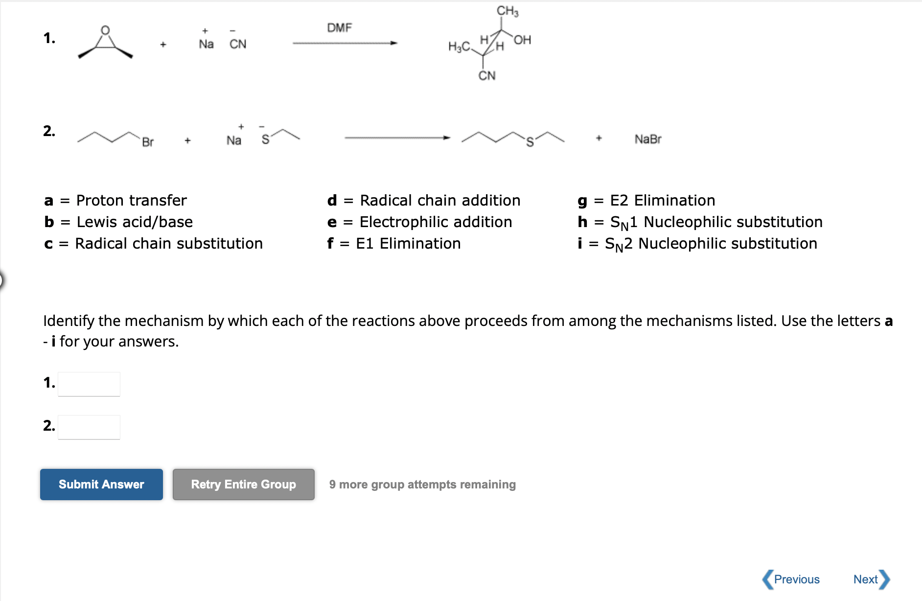 Solved Identify the mechanism by which each of the reactions | Chegg.com