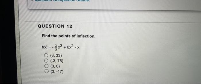 Solved Find the points of inflection. | Chegg.com