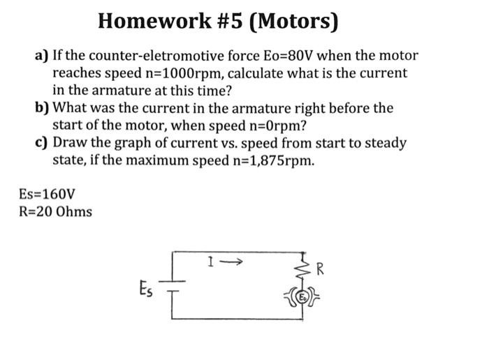 Solved Homework #5 (Motors) a) If the counter-eletromotive | Chegg.com