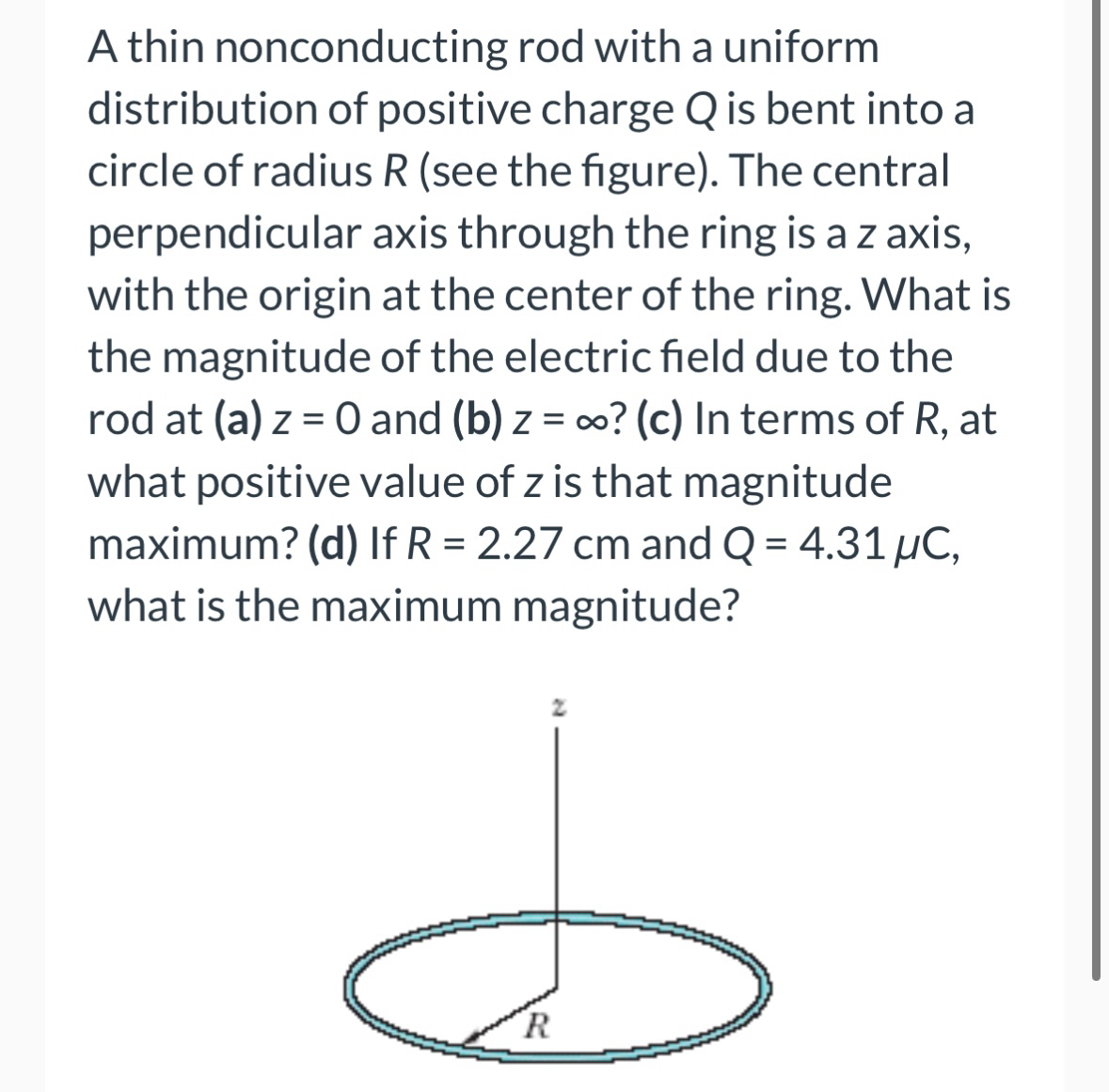 Solved A thin nonconducting rod with a uniform distribution | Chegg.com