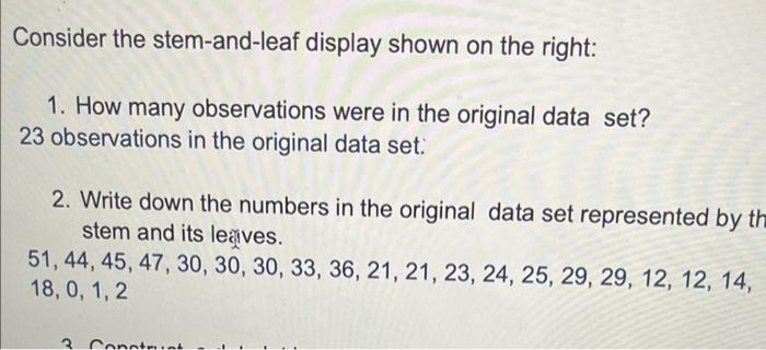 Solved Consider the stem-and-leaf display shown on the | Chegg.com
