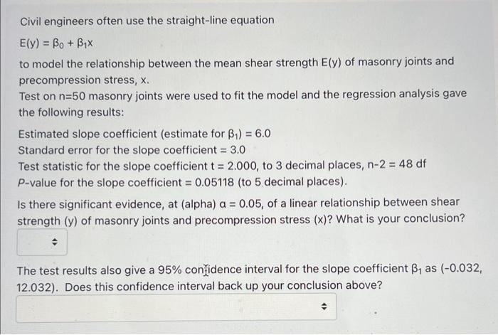 Solved Civil engineers often use the straight-line equation | Chegg.com
