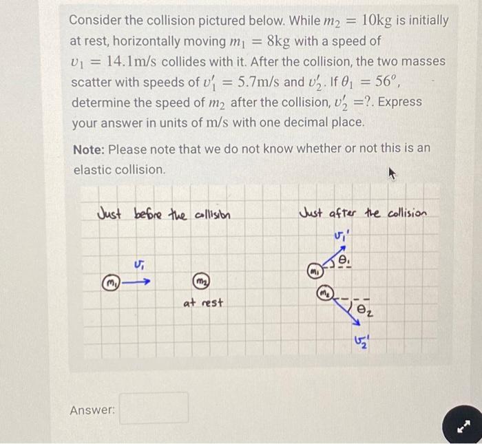 Solved Consider the collision pictured below. While m2=10 kg | Chegg.com