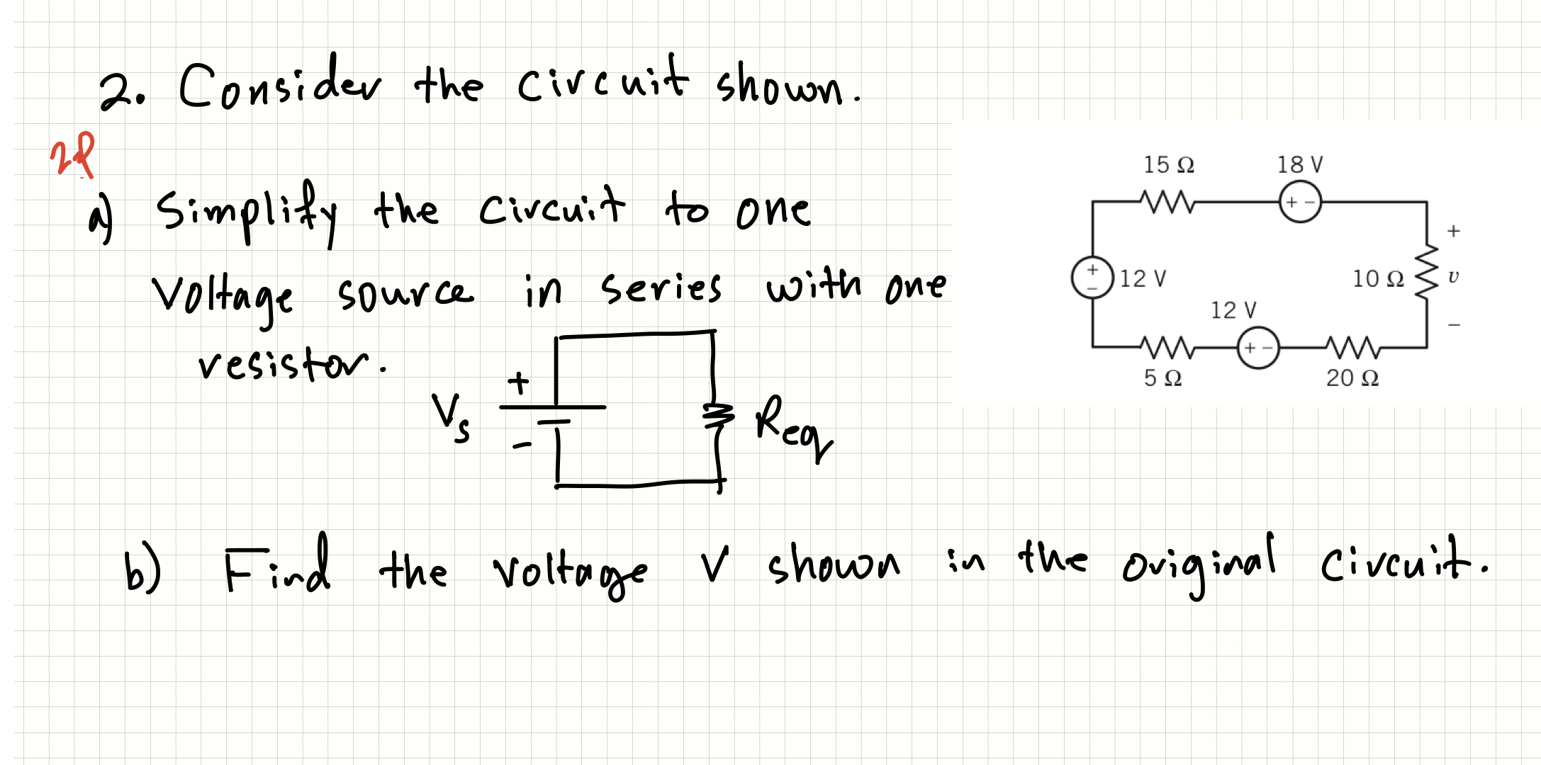 Consider the circuit shown.2Ra) ﻿Simplify the circuit | Chegg.com