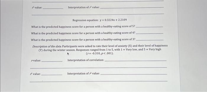 Regression equation: y=0.3224x+2.2109 What is the | Chegg.com