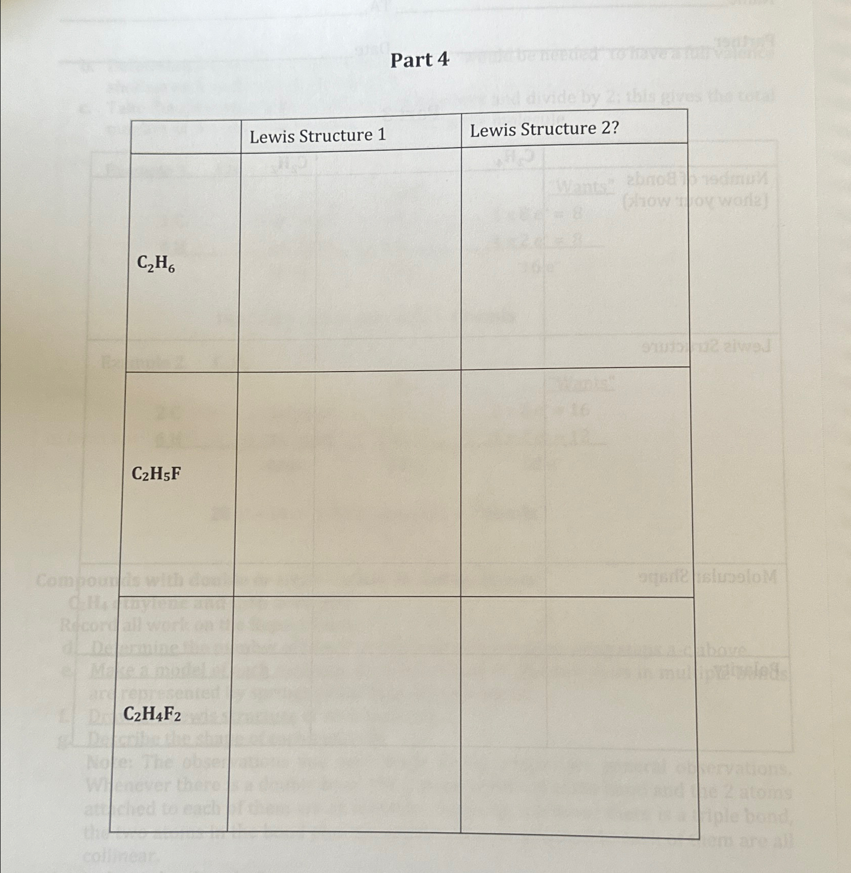 Part 4\table[[,Lewis Structure 1,Lewis Structure | Chegg.com