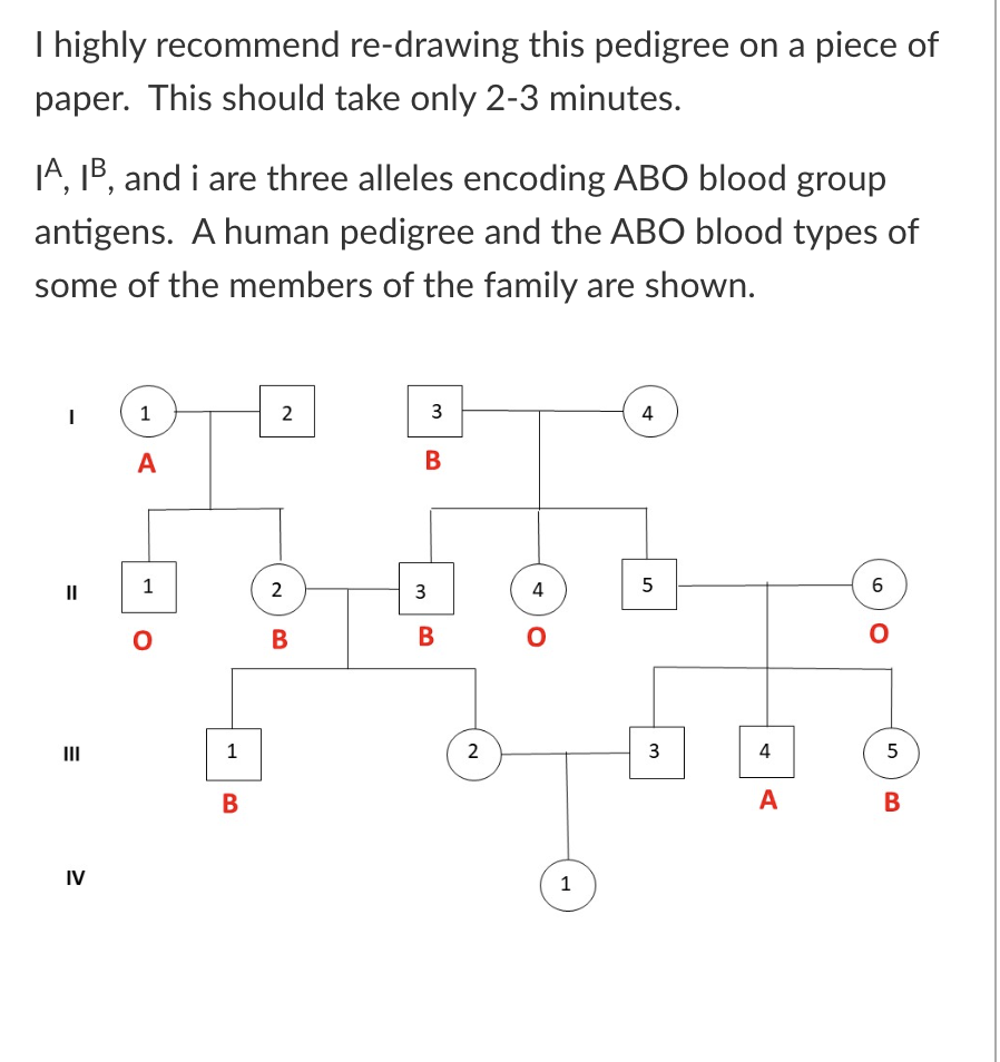 Solved IA,IB, ﻿and i are three alleles encoding ABO blood | Chegg.com