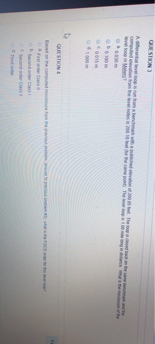 Solved QUESTION 3 A differential level loop is run from a | Chegg.com