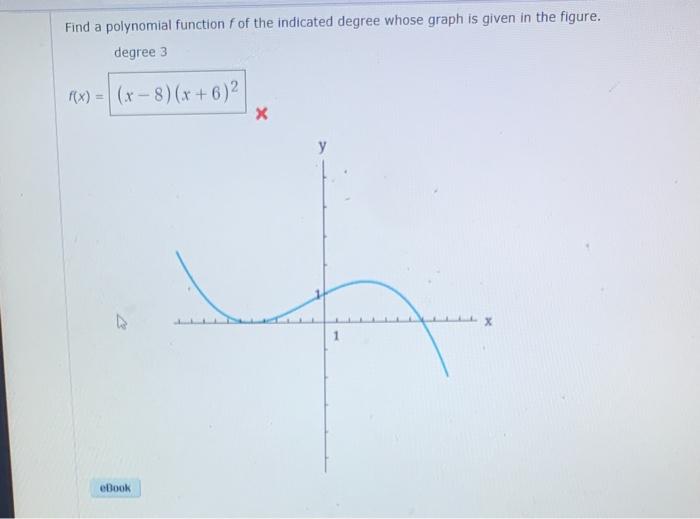 Solved Find a polynomial function f of the indicated degree | Chegg.com