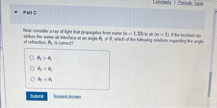 Solved Constants Periodic Table Part C Now consider a ray of | Chegg.com