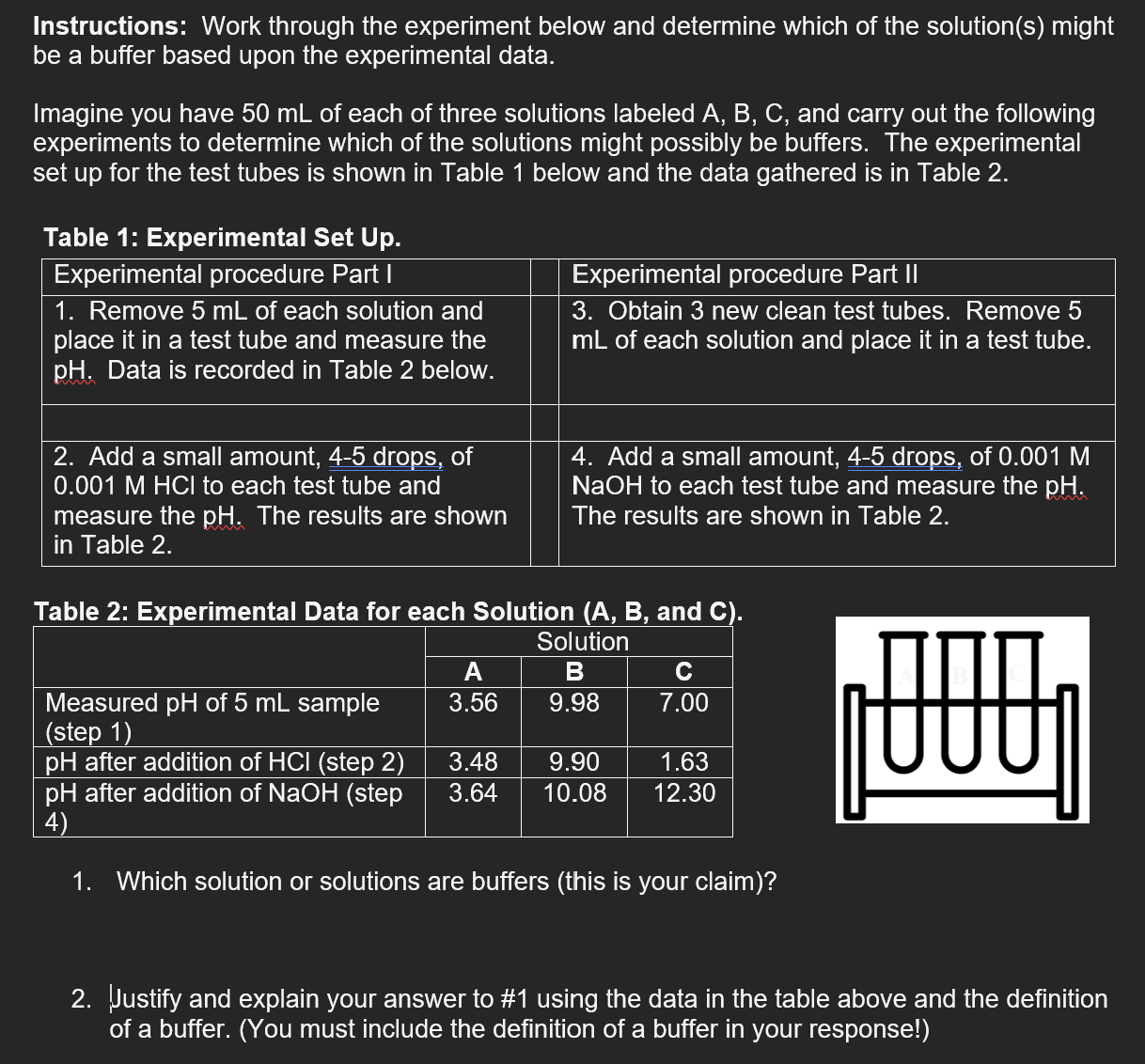 Solved 1. ﻿ Which solution or solutions are buffers (this is | Chegg.com