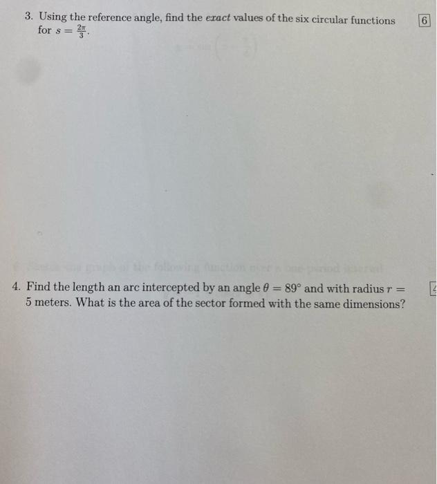 Solved 3. Using the reference angle, find the exact values | Chegg.com