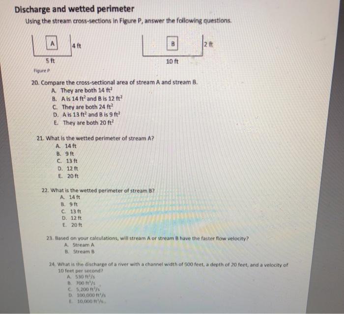 Solved Discharge and wetted perimeter Using the stream | Chegg.com