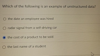 Solved Which of the following is an example of unstructured | Chegg.com
