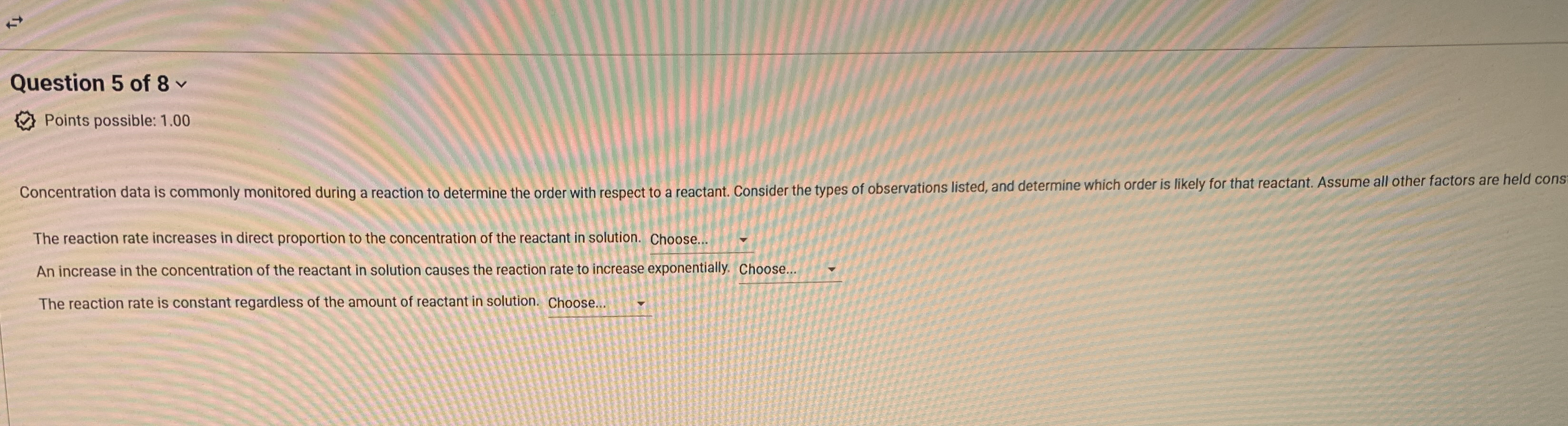 Solved Question 5 ﻿of 8 ﻿~Points possible: 1.00Concentration | Chegg.com