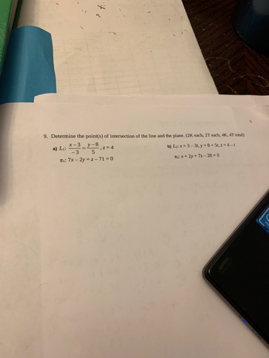 Solved Determine the point(s) of intersection of the line | Chegg.com