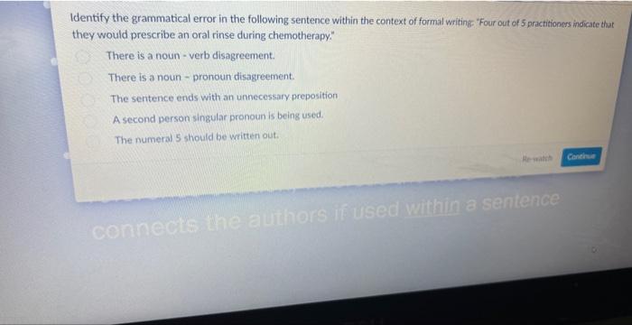 Solved Identify the grammatical error in the following | Chegg.com