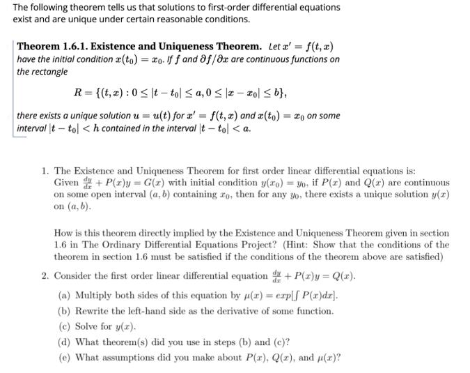 Solved The following theorem tells us that solutions to | Chegg.com