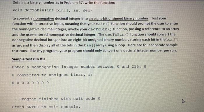 Solved 59. Defining a binary number as in Problem 57, write | Chegg.com