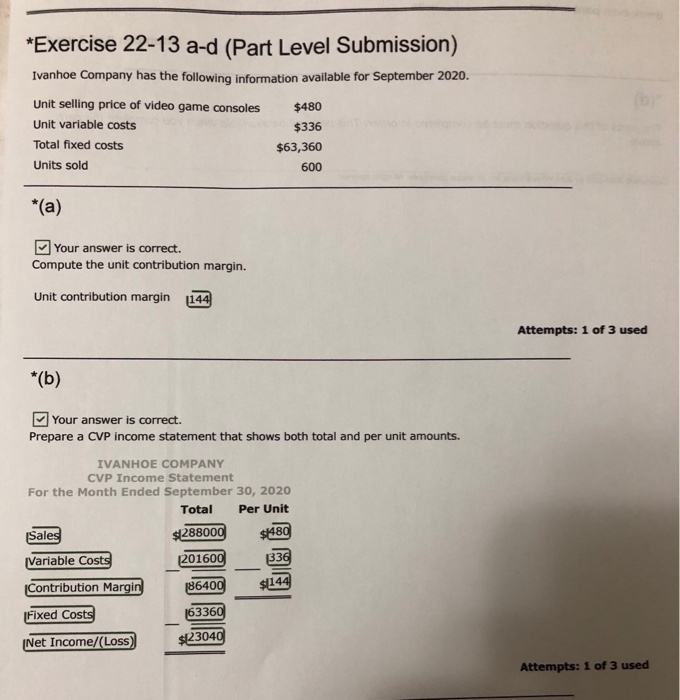 Solved *Exercise 22-13 a-d (Part Level Submission) Ivanhoe | Chegg.com