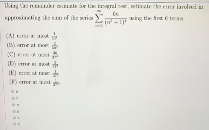 Solved Using the remainder estimate for the integral test, | Chegg.com