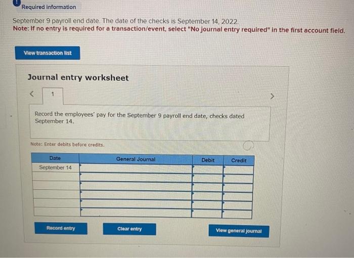 September 9 payroll end date. The date of the checks | Chegg.com