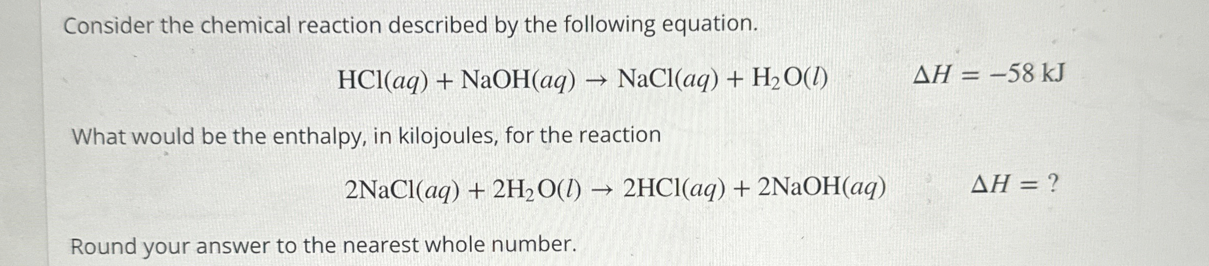 Solved Consider the chemical reaction described by the | Chegg.com